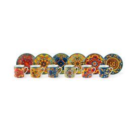 Set Tazzine Con Piattino Stile Siciliano Porcellana