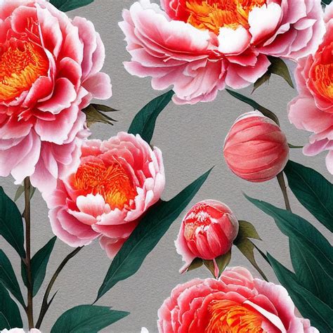 Premium Photo Peony Flowers Seamless Pattern Repeat Pattern