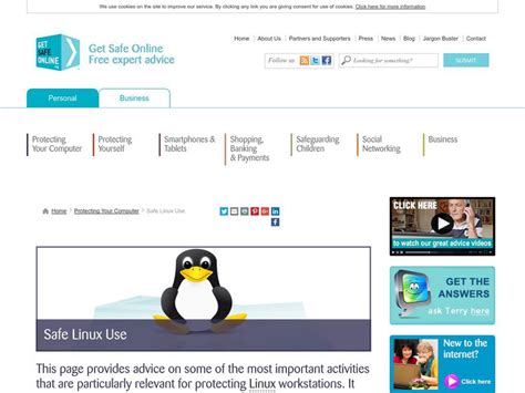 Get Safe Online Safe Linux Use Website For 9th 10th Grade Lesson