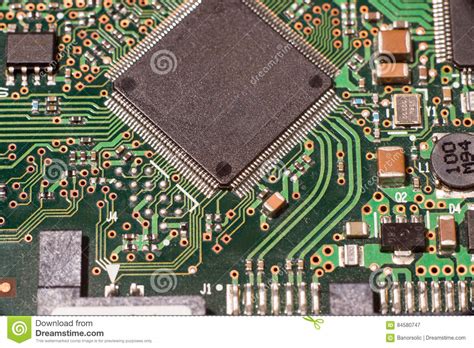 Close Up Of Electronic Circuit Board With Microchip Stock Image Image Of Microprocessor Macro