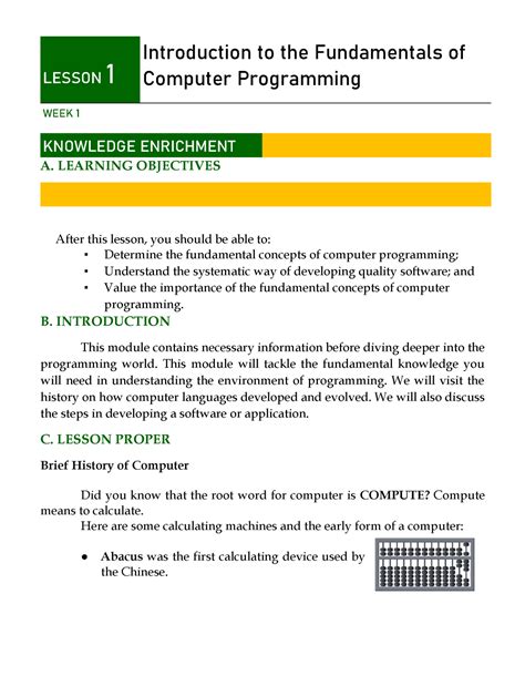 Module Computer Programming Lesson Introduction To The