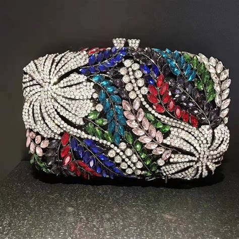 XIYUAN Women Flower Bling Crystal Evening Bag Wedding Party Dinner