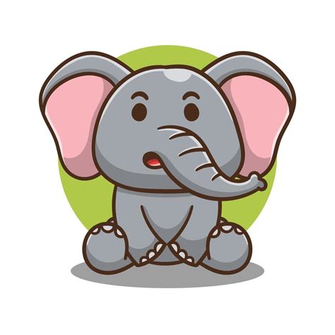 Illustration Of Cute Cartoon Elephant Sitting Vector Design 16704379
