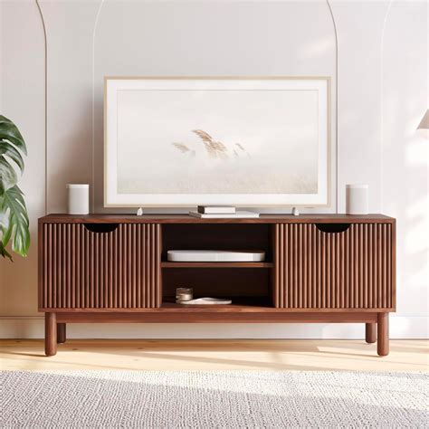 Stead Low Profile Fluted Tv Stand Mid Century Media Console Living Room
