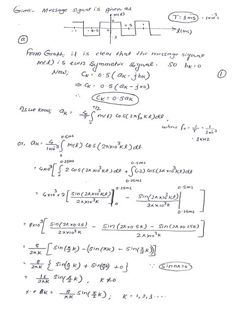 [solved] A Message Signal And The Carrier Signal Are Given As M T Course Hero