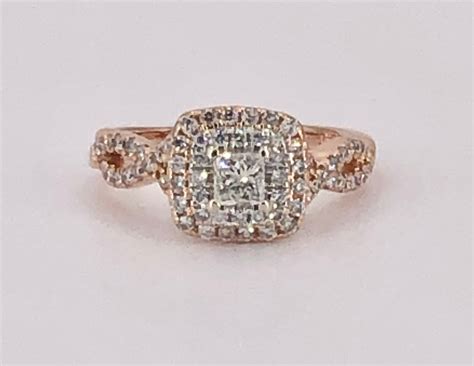 14k Rose Gold Double Halo Diamond Ring