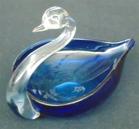 Blue Glass Swan Smolles A Trading Mart