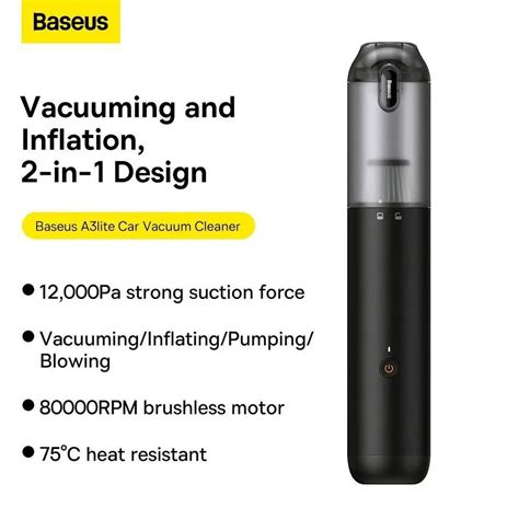Автомобильный пылесос Baseus A3 lite Car Vacuum Cleaner,черный - купить ...