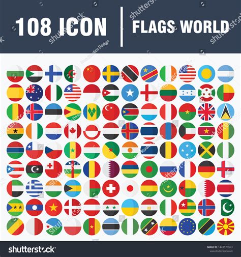 All Official National Flags World Circular Vector De Stock Libre De