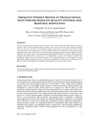FREQUENT ITEMSET MINING IN TRANSACTIONAL DATA STREAMS BASED ON QUALITY