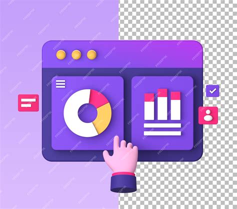 Ui Ux 디자인을 위한 손 제스처가 있는 통계 또는 인포그래픽 그래프의 3d 보라색 그림 아이콘 프리미엄 Psd 파일