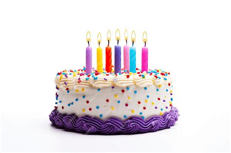 Premium Photo Colourful Birthday Cake With Candles Isolated On White