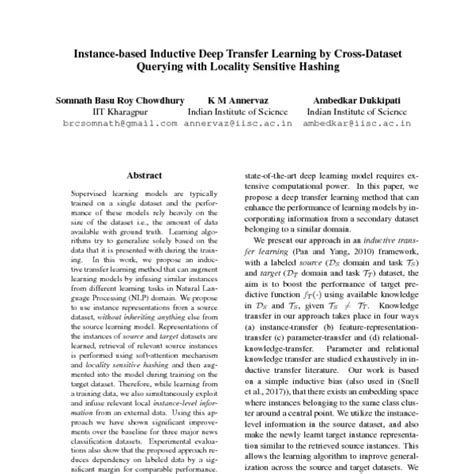 instance based inductive deep transfer learning by cross dataset