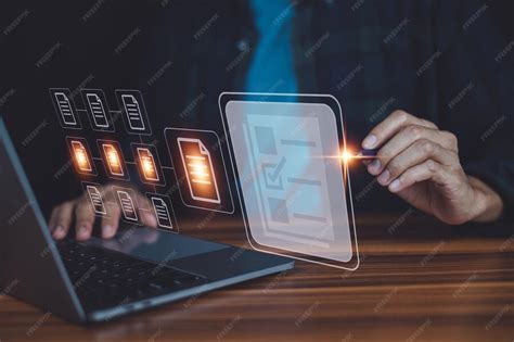 Premium Photo Businessman Using Computer Document Management Concept