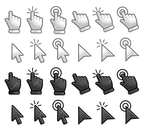 Premium Vector Computer Mouse Click Cursor Gray Arrow Icons Set And