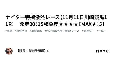 🔥🔥ナイター特撰激熱レース【11月11日川崎競馬11r】 発走20：15勝負度★★★★【max★：5】｜【競馬・競艇予想屋】n