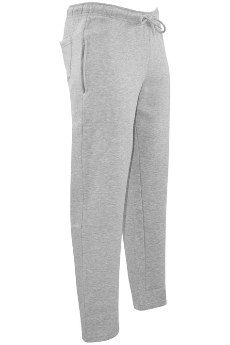Mens Fleece Side Zip Pockets Jogging Bottoms Cuffed Pants Joggers Gym