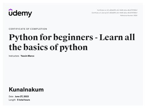 Udemy Course Completion Certificate Kunal Nakum