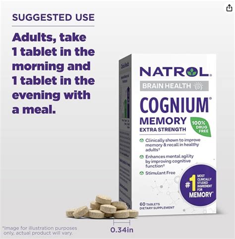 Natrol Cognium Memory Extra Strength Silk Protein Hydrolysate 200mg Dietary Supplement For