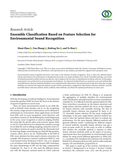 pdf ensemble classification based on feature selection for