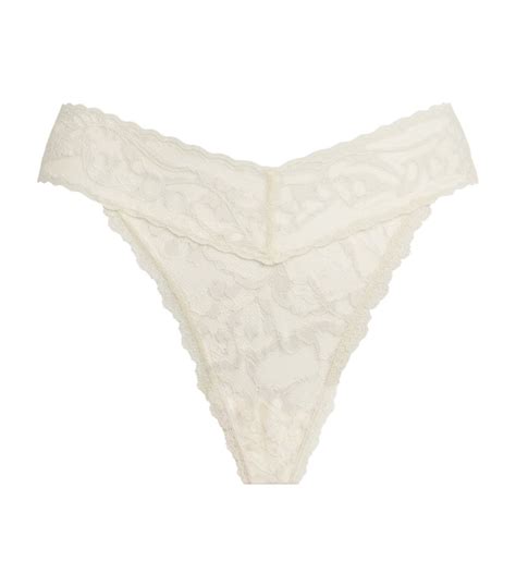 Womens Hanky Panky White Lace I Do Low Rise Thong And Garter Set