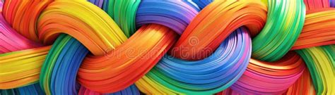 3d Model Abstract Art Of Inclusive Abstract Lgbtq Artwork With Intertwining Rainbow Shapes Stock