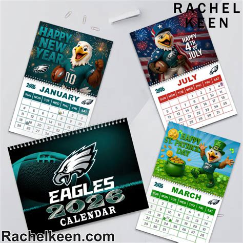 Philadelphia Eagles 2026 Nfl Wall Calendar Rachelkeen