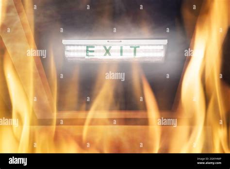 Fire Escape Emergency Evacuation Exit Door Sign Stock Photo Alamy