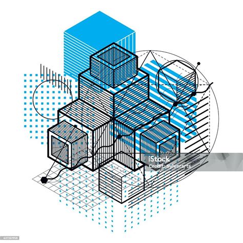3d 추상 벡터 등대 배경입니다 큐브의 레이아웃 육각형 0명에 대한 스톡 벡터 아트 및 기타 이미지 0명 3차원 형태