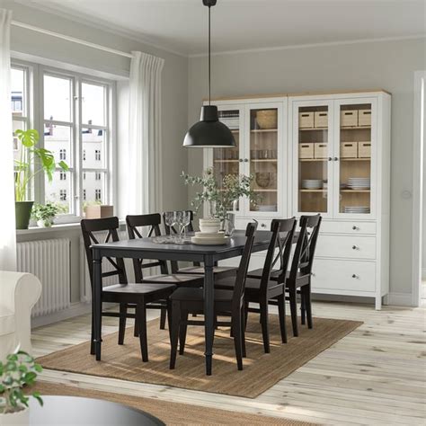 Danderyd Ingolf Table And 6 Chairs Black Brown Black 180 Cm Ikea