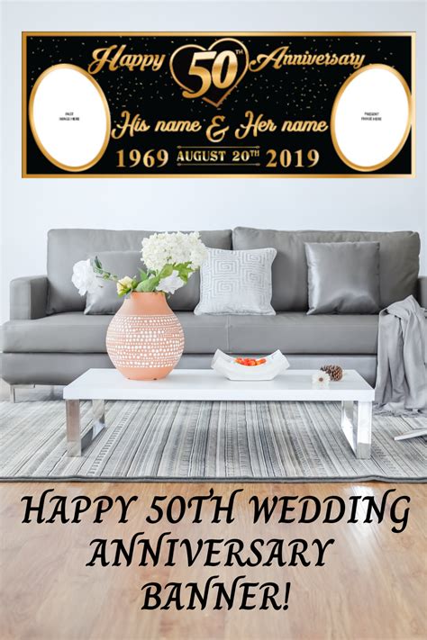 Happy 50th Anniversary Banner Gold Party Photo Backdrop 50th Wedding