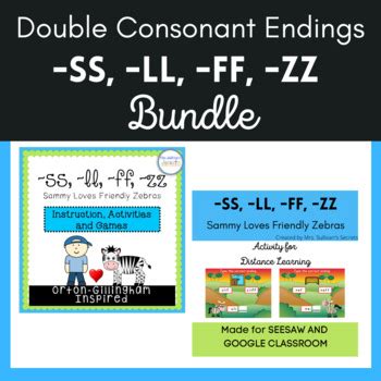 Double Consonant Endings SS LL FF ZZ Bundle Print Digital