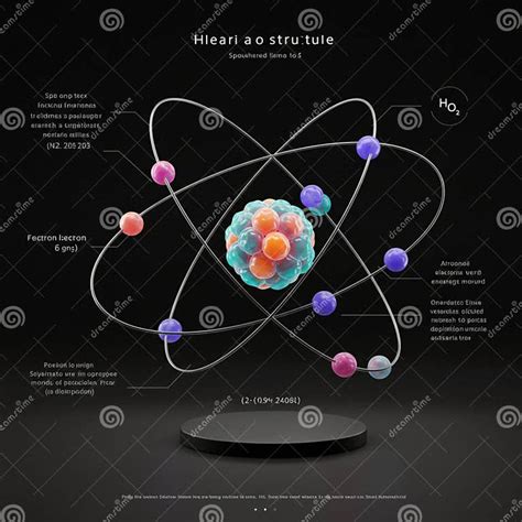 A Digital Illustration Of An Atom Model Featuring A Central Nucleus Composed Of Orange Stock