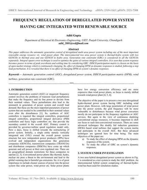 Frequency Regulation Of Deregulated Power System Having Grc Integrated