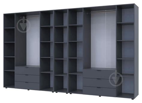 ᐉ Шафа для одягу Doros Гелар з Етажеркою 4 4 ДСП 2034х3482х495 мм графіт • Краща ціна в Києві