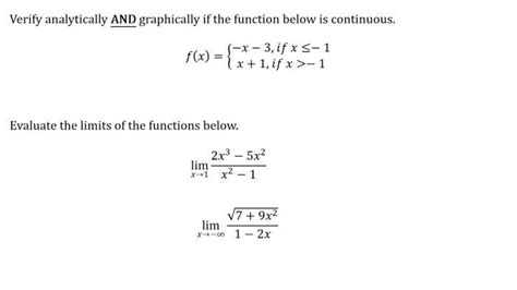 Solved Verify Analytically And Graphically If The Function