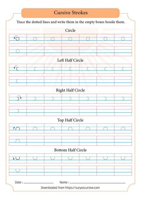 Cursive Strokes Worksheet SuryasCursive Cursive Writing