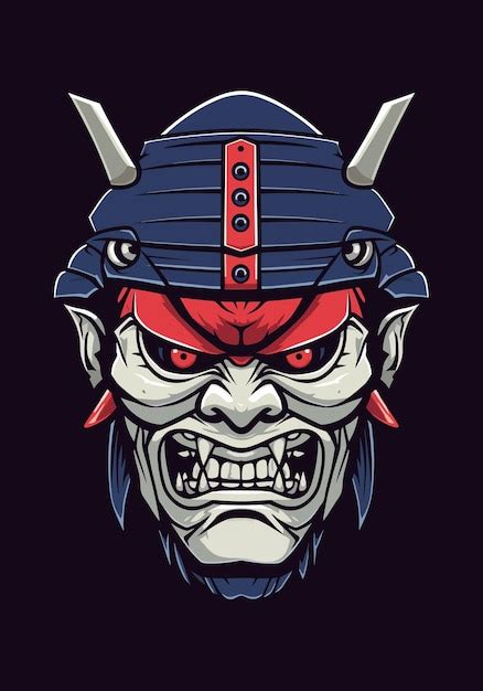Premium Vector Zombie Samurai Armor Hand Drawn Logo Design Illustration
