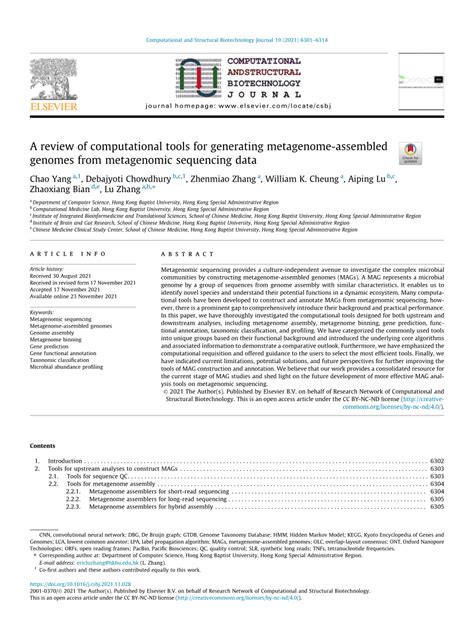 Pdf A Review Of Computational Tools For Generating Metagenome Assembled Genomes From