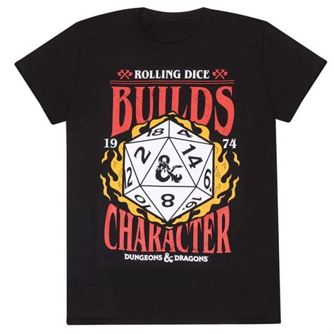 Dungeons And Dragons D20 Dice Builds Character Print Black T Shirt