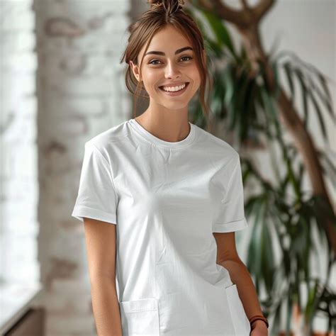 A Woman Wearing A White Shirt That Says Shes A Good Friend Premium Ai