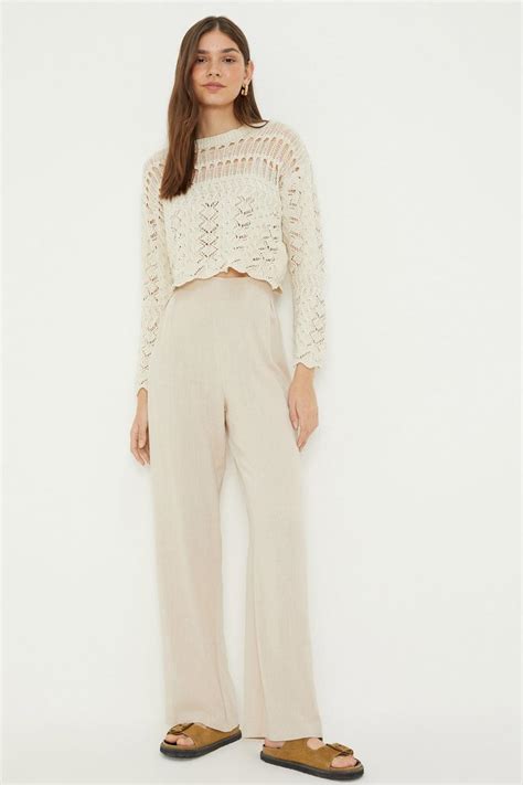 Tops Petite Crochet Long Sleeve Top Dorothy Perkins