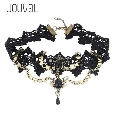 2018 Collares Sexy Gothic Chokers Crystal Black Lace Neck Choker