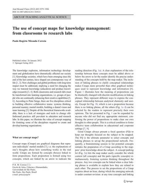 Pdf The Use Of Concept Maps For Knowledge Management From Classrooms