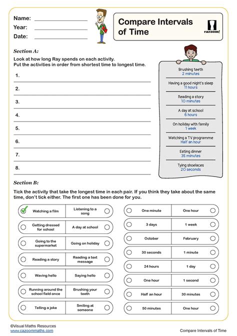 Compare Intervals Of Time Worksheet Key Stage 1 Pdf Measurement Worksheets