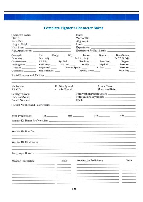 Character Sheet Cfh Advanced Dungeons And Dragons 2nd Edition Wiki