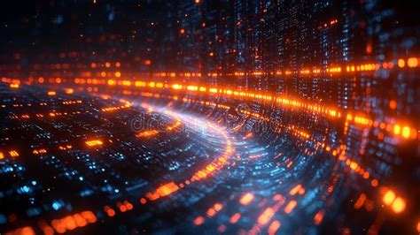 Digital Data Stream Tunnel Glowing Path Futuristic Background Technology Concept Stock Image
