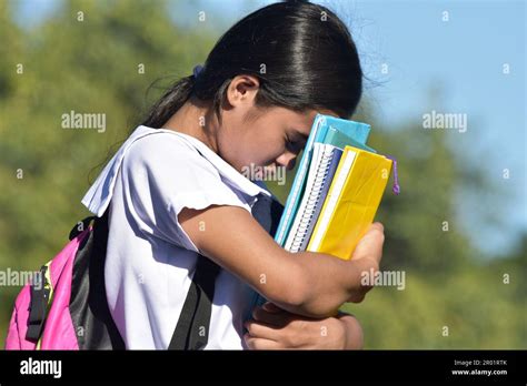 Youthful Diverse Student Teenager School Girl And Anxiety Wearing Uniform Stock Photo Alamy