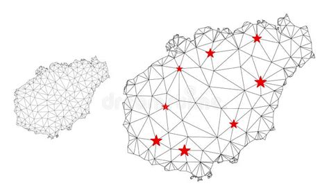 Mapa Da Ilha Hainan Vetor De Malha De Arame Poligonal Estrelas Ilustração do Vetor