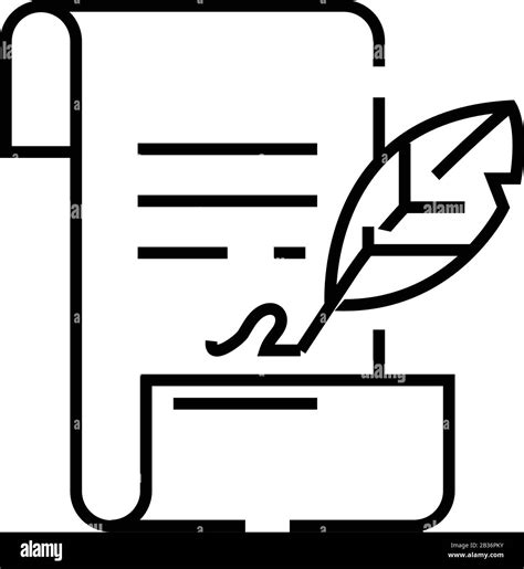 Wrting Line Icon Concept Sign Outline Vector Illustration Linear